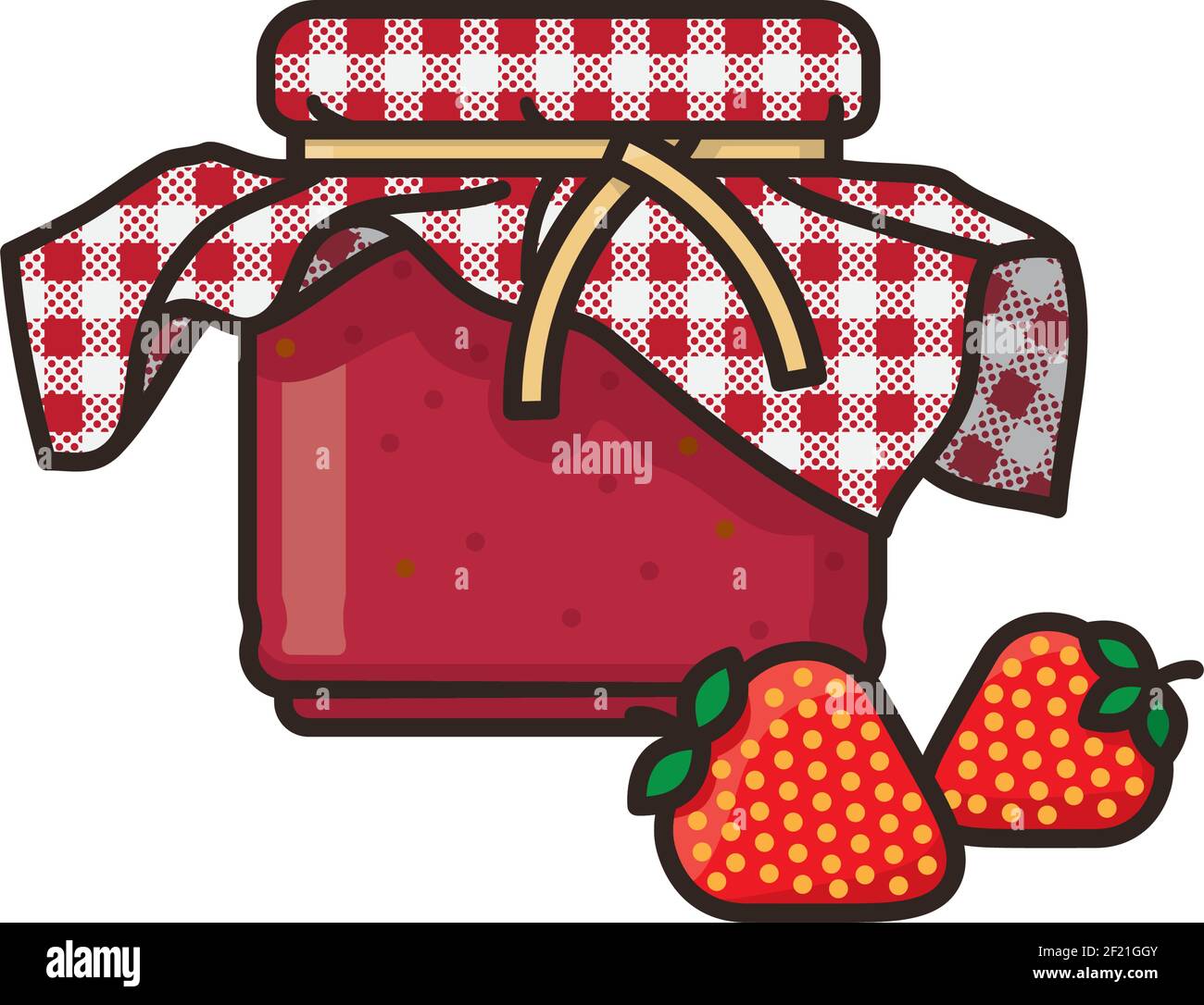 jar of strawberry jam and fruits isolated vector illustration for ...