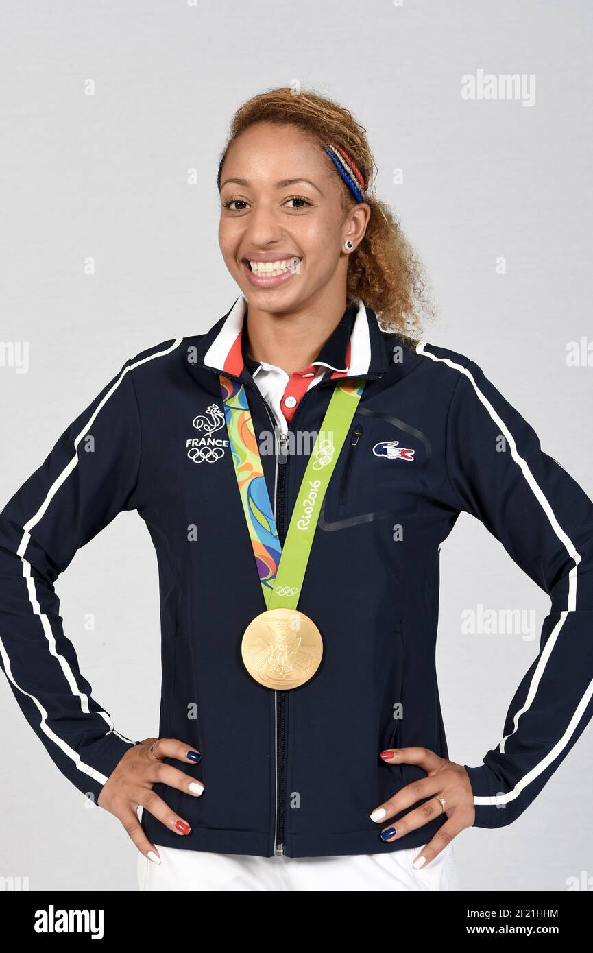 French gold medalist in boxing Estelle Mossely poses at club France ...