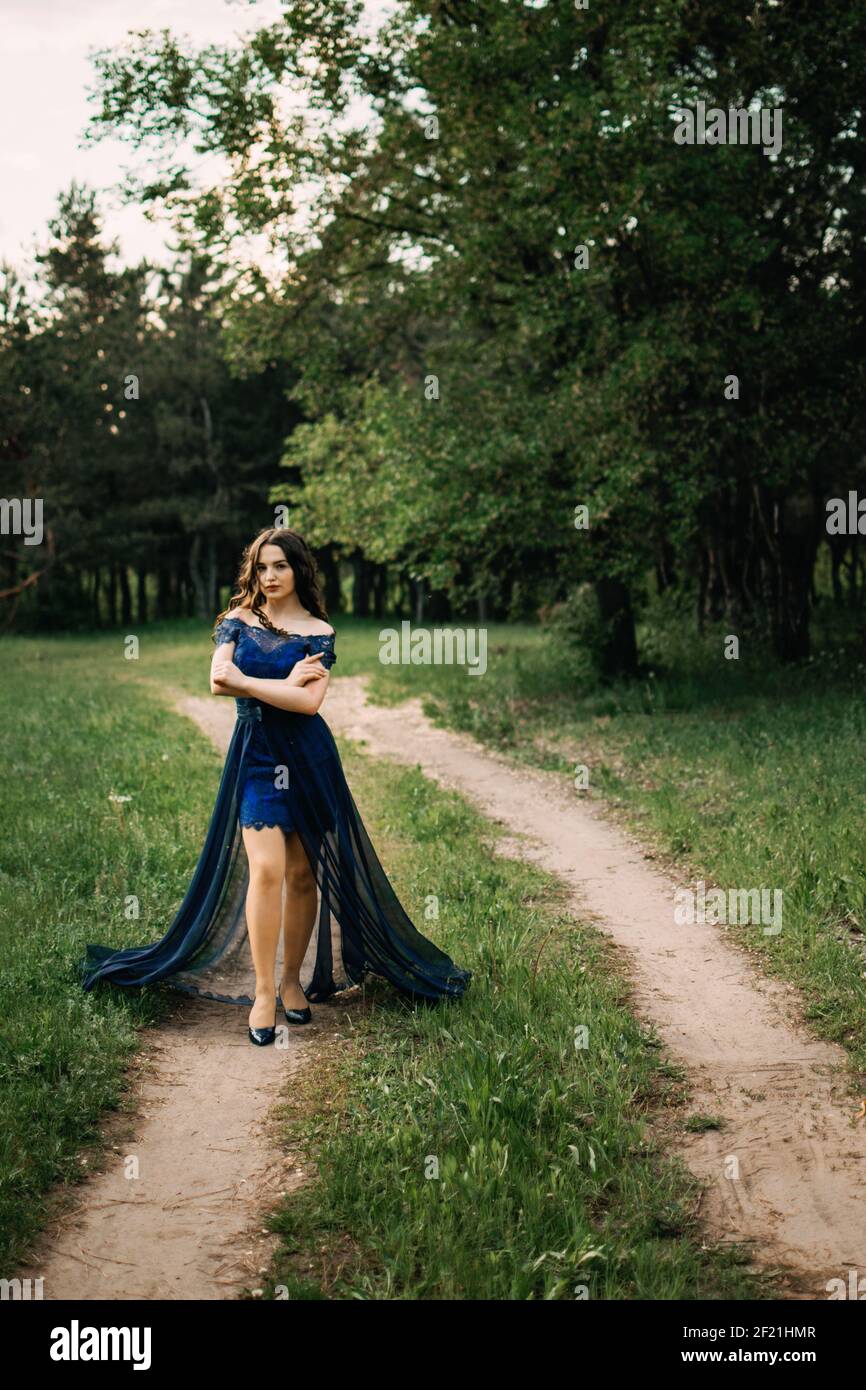 Party graduation prom fairytale concept. Beautiful brunette young woman ...