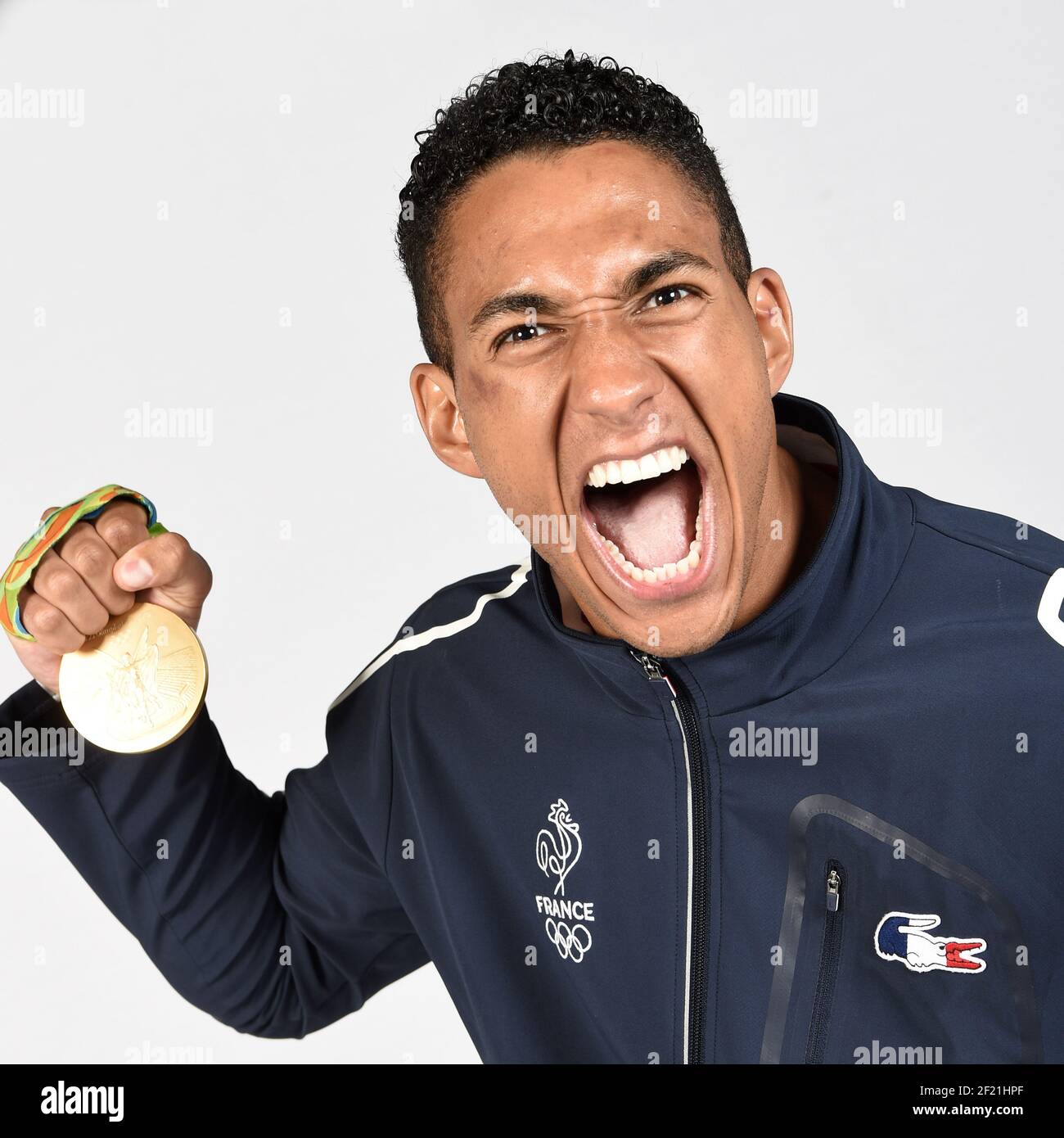 French gold medalist in boxing Tony Yoka poses at club France, during ...