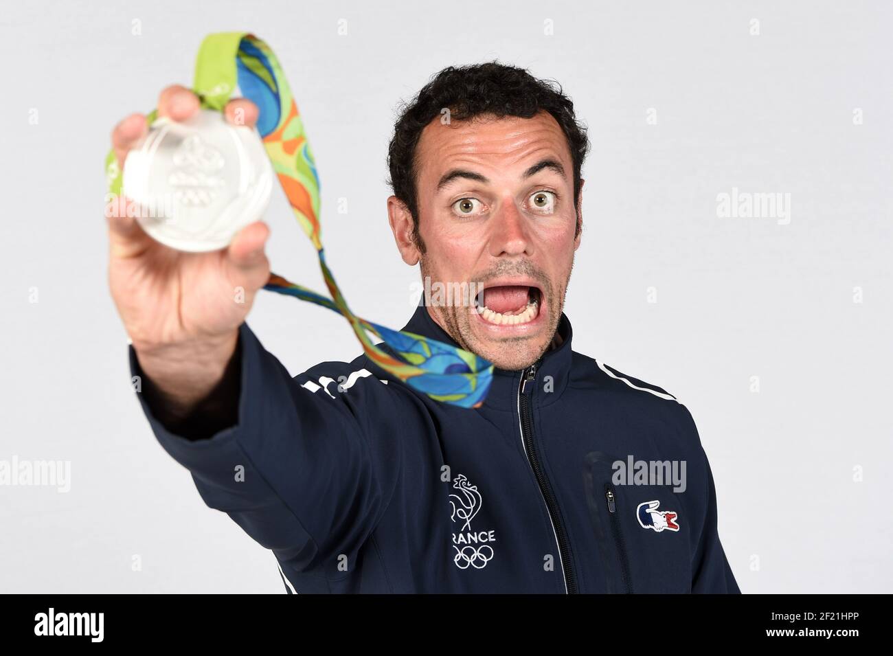 French silver medalist in kayak Maxime Beaumont poses at club France ...