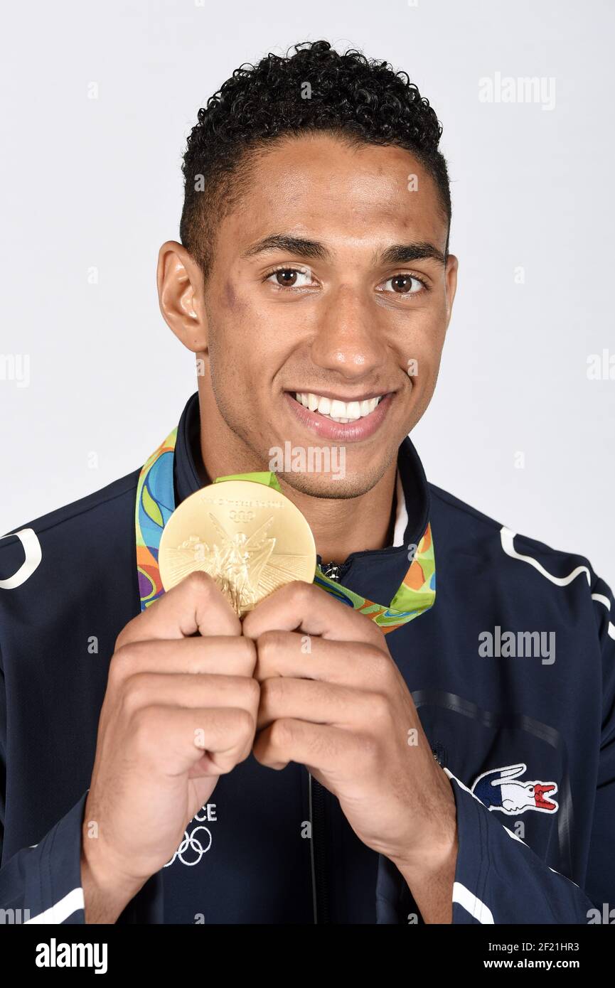 French gold medalist in boxing Tony Yoka poses at club France, during ...