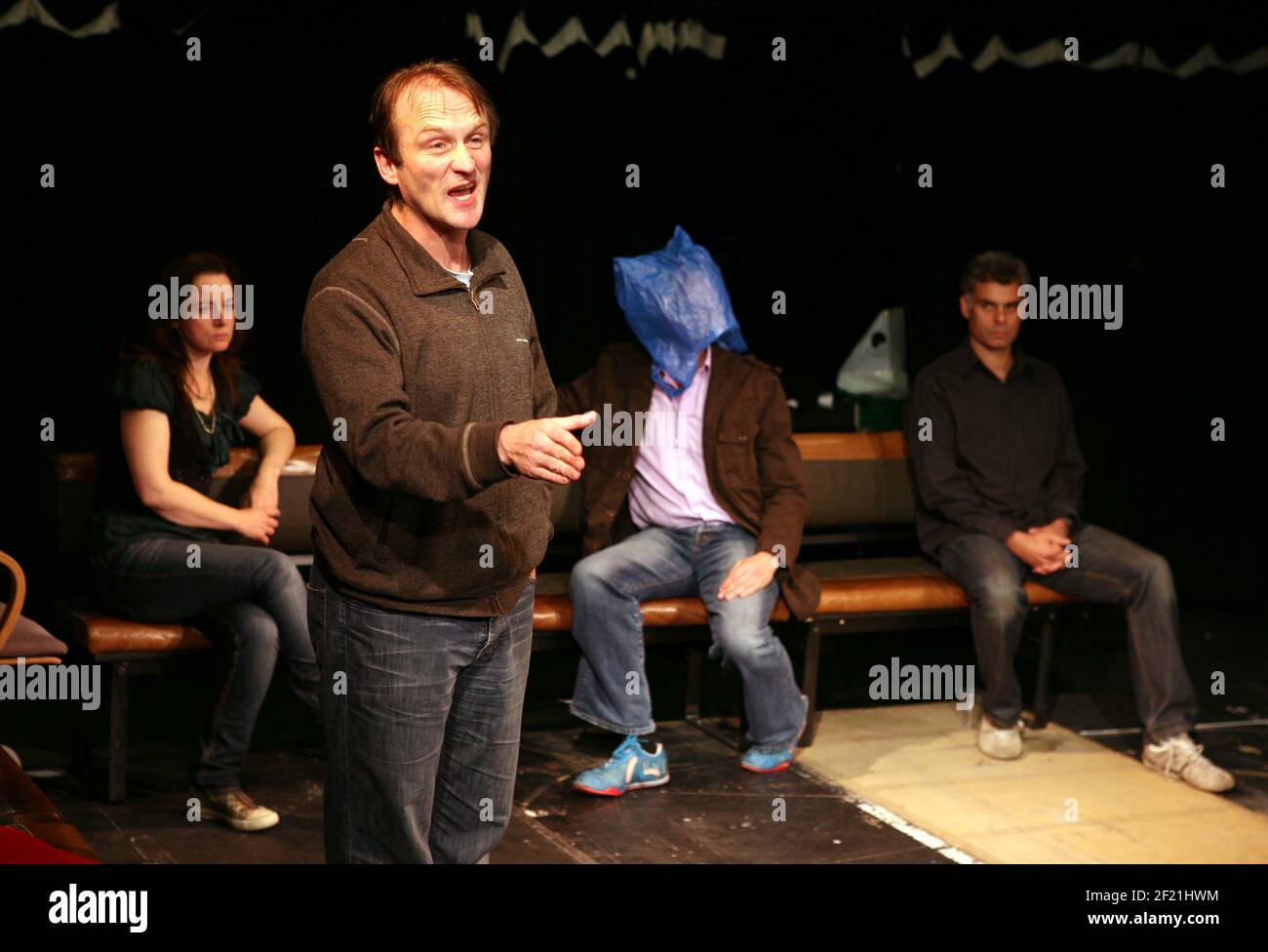 Director Ramin Gray (spectacles) during the rehearsals of 'THE UGLY ONE ...