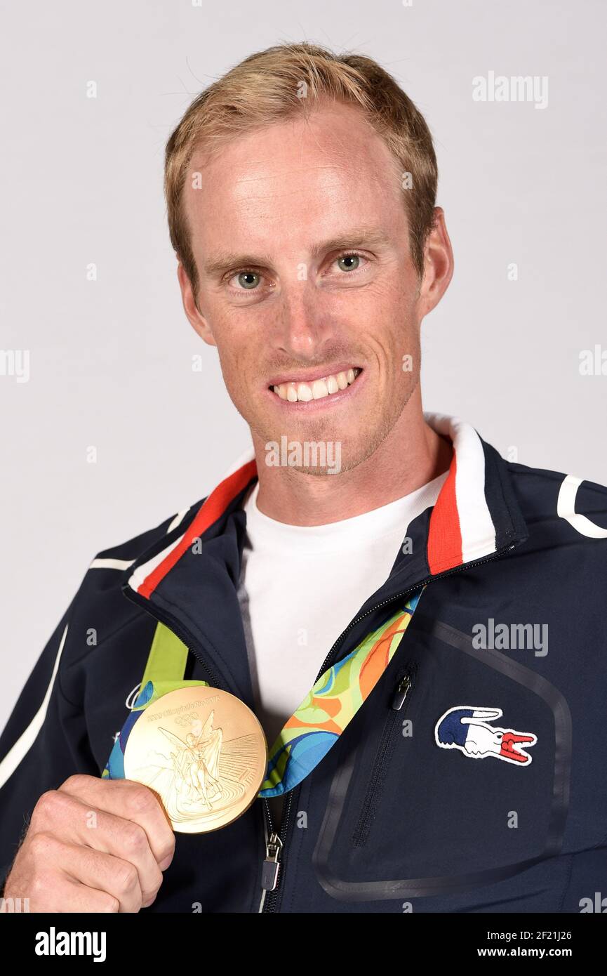 French gold Medalist in Rowing Jeremie Azou poses at club France ...