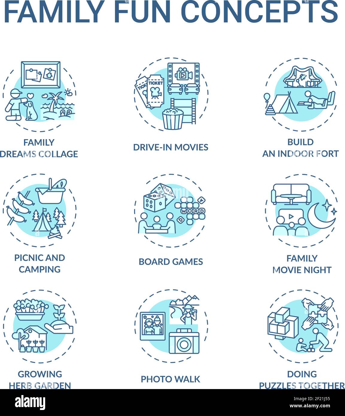 Family fun concept icons set Stock Vector Image & Art - Alamy