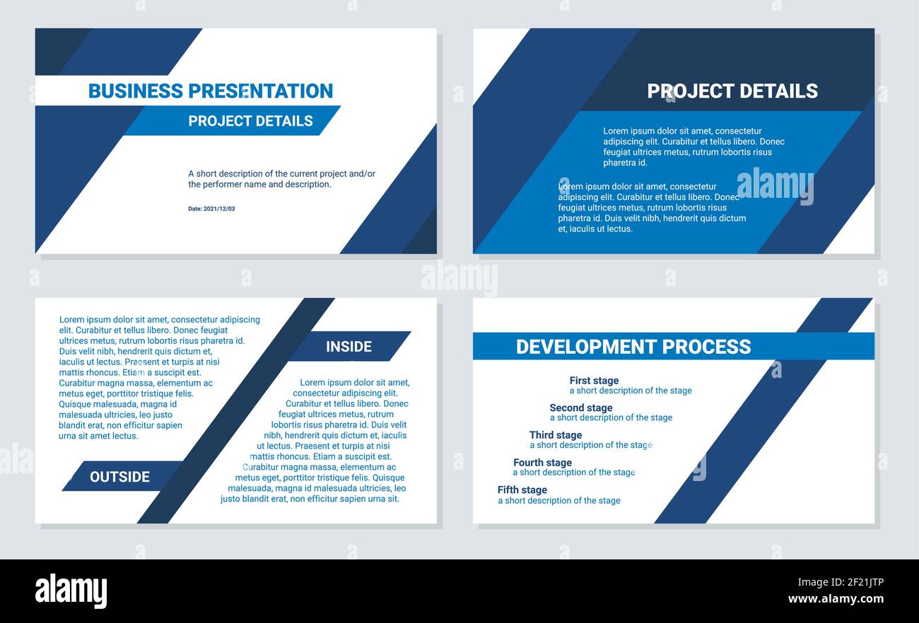 Business presentation design template. Simple flat oblique lines ...