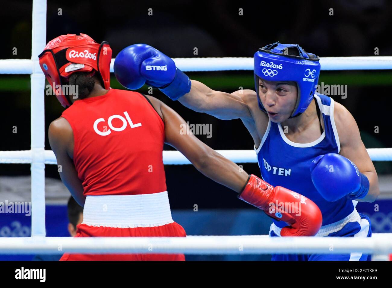 France s Sarah Ourahmoune against Ingrit Valencia Victoria (COL) Boxing ...