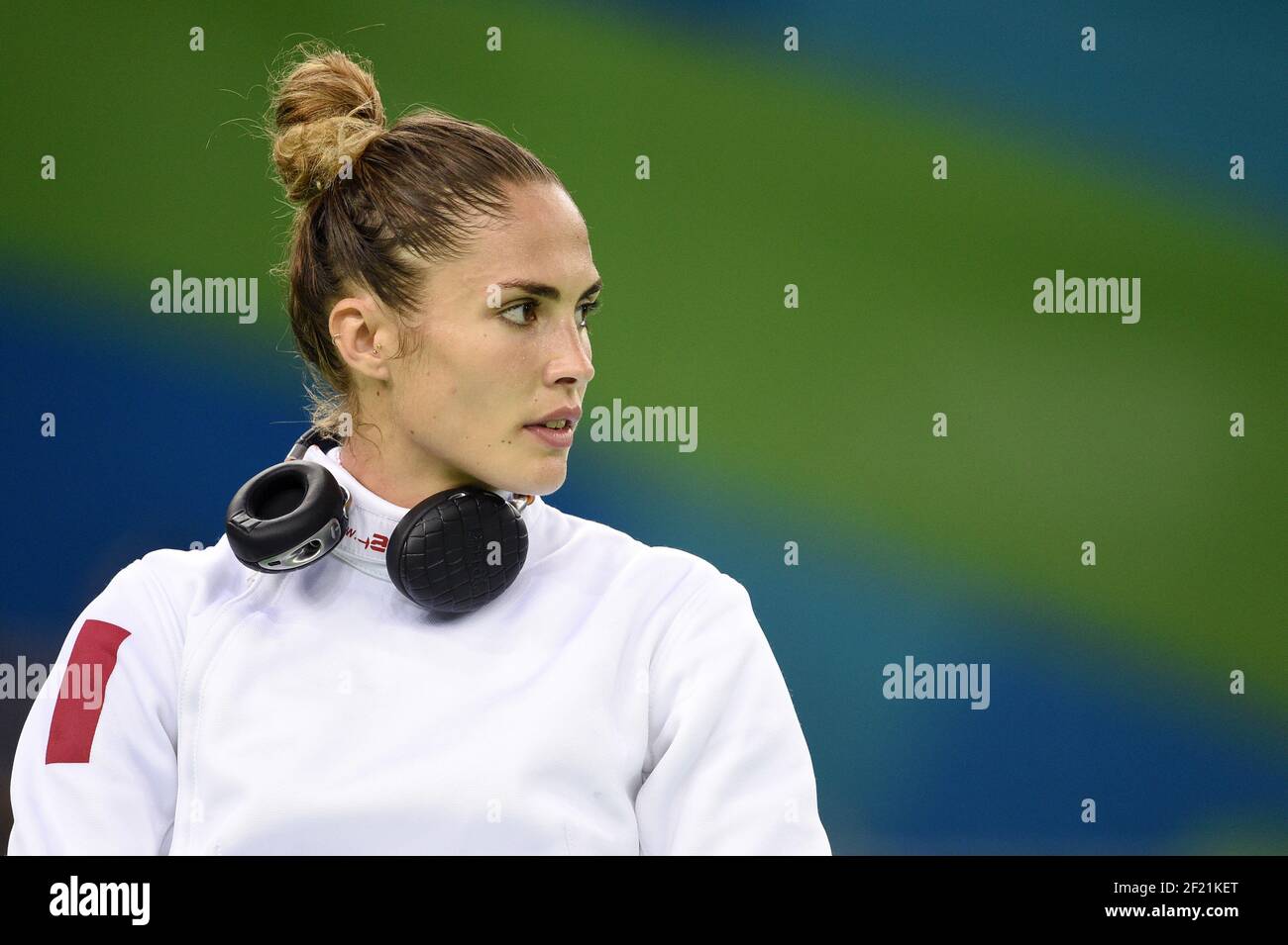 France's Elodie Clouvel in Modern Pentathlon, fencing, during the ...