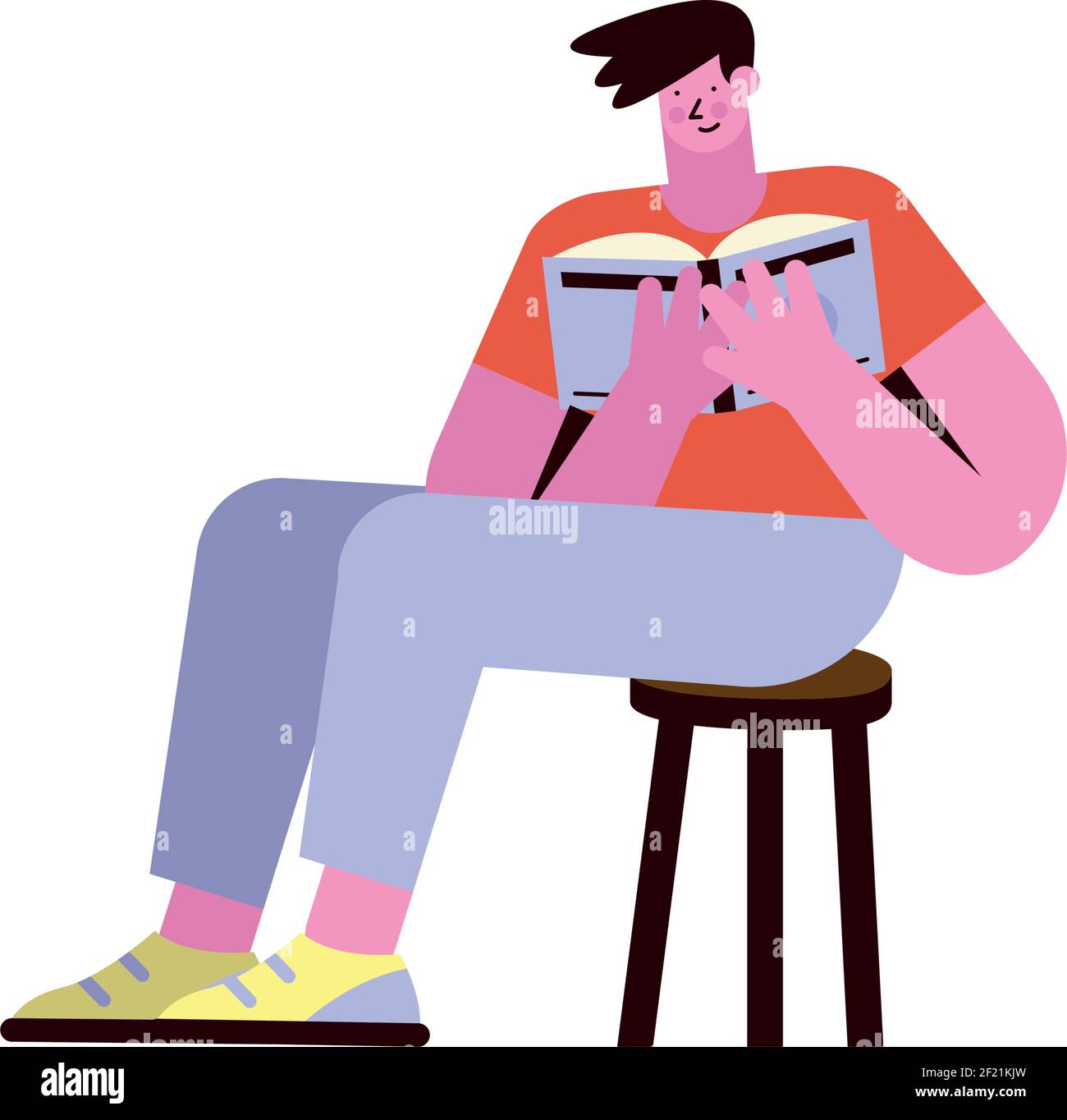 Boy reading in library Cut Out Stock Images & Pictures - Alamy