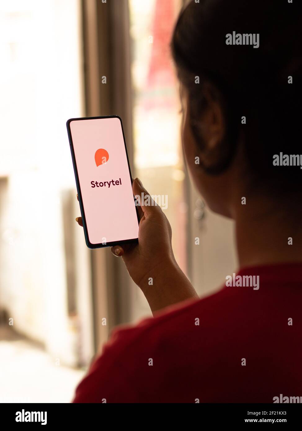 Assam, india - March 10, 2021 : Storytel logo on phone screen stock ...