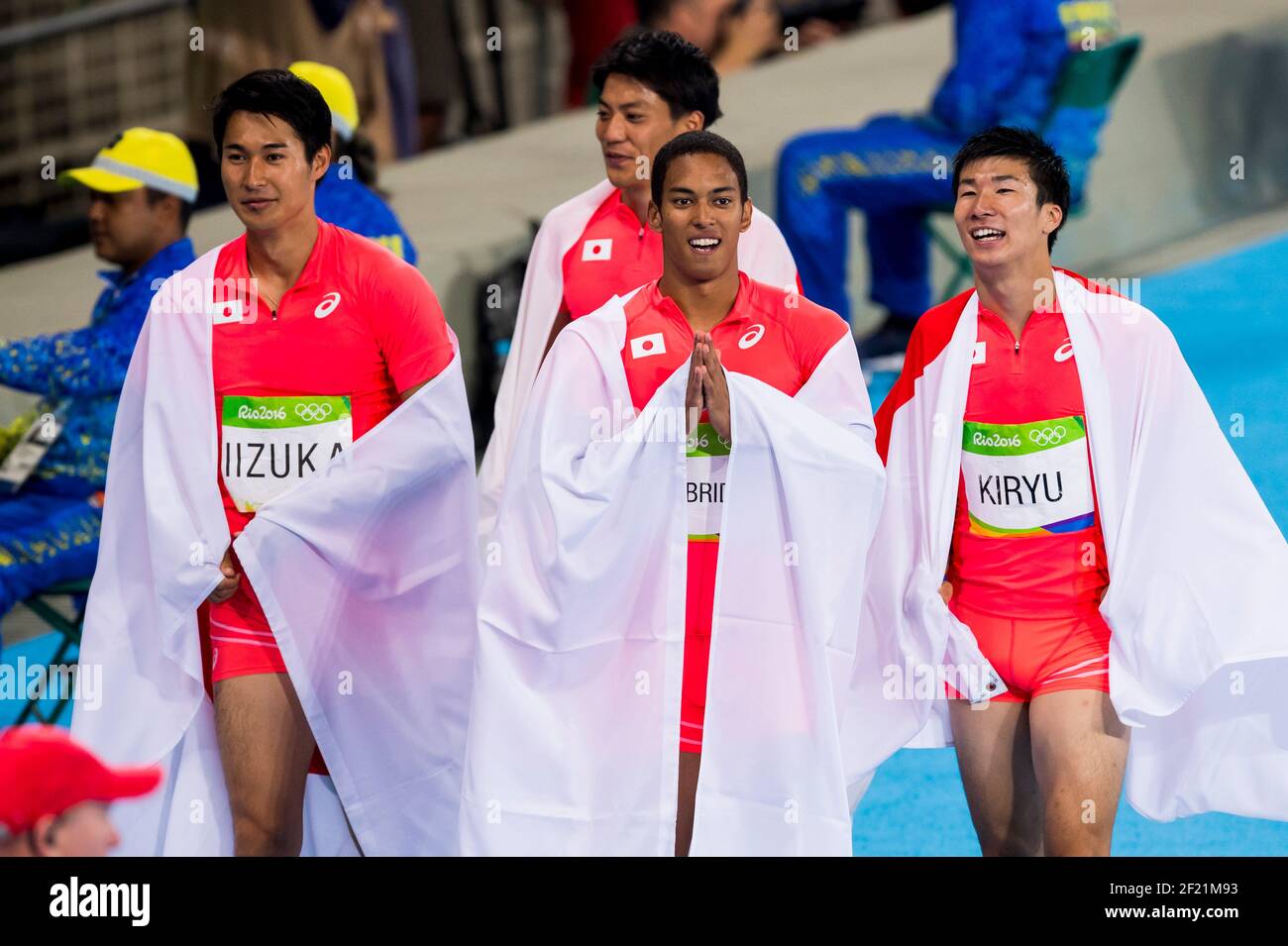 Men's 4X100m relay final Japan team silver medal during the Olympic ...