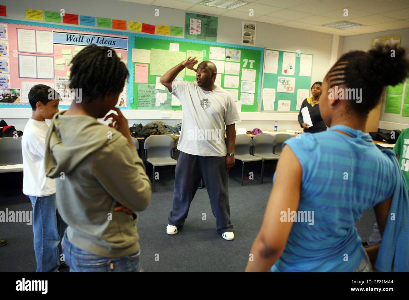 Nick Makoha, poet coach with students from the Lammas school in Leyton ...