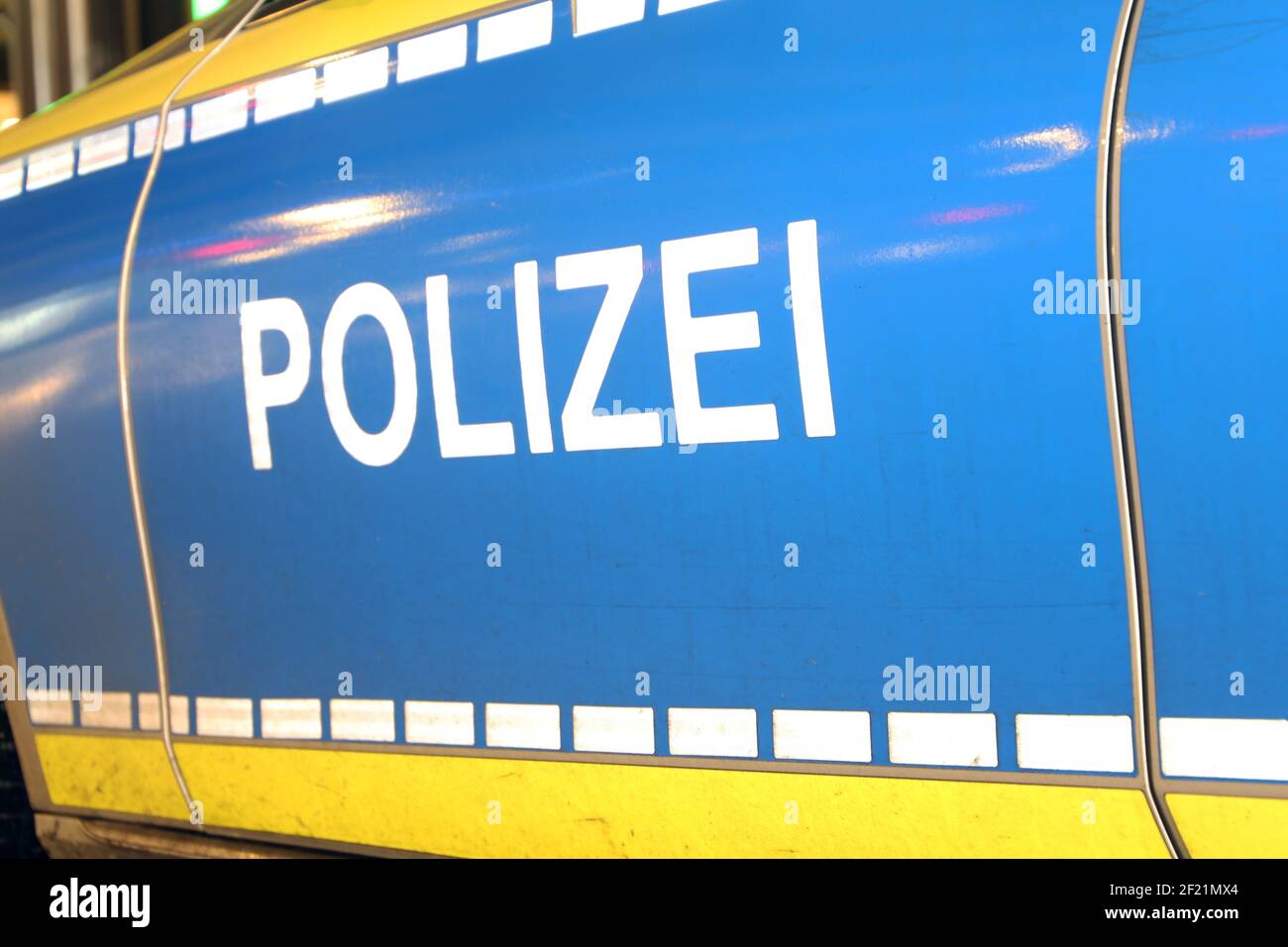 Symbol image of police action: Police car in darkness (Germany Stock ...