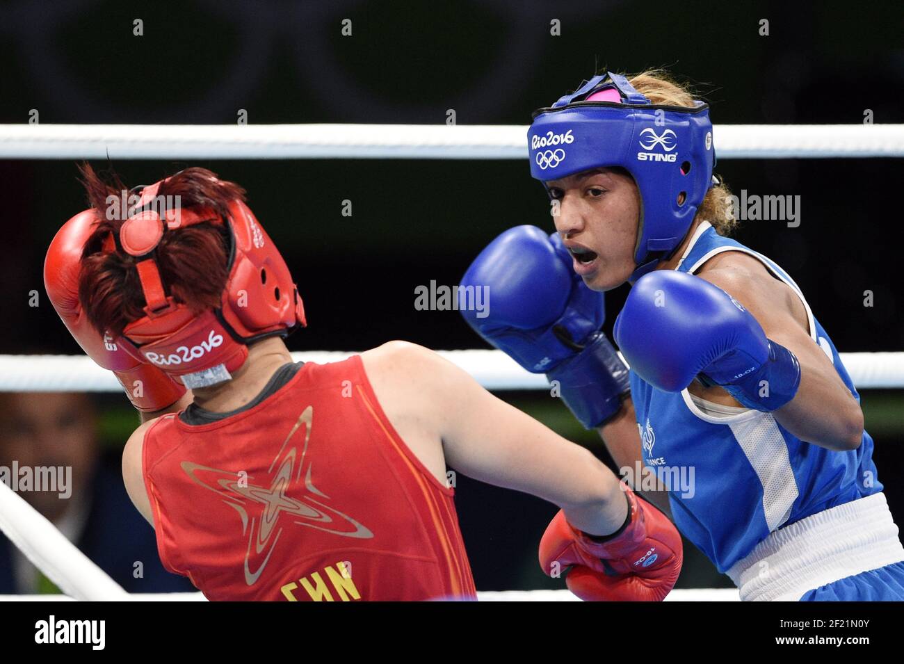 France's Estelle Mossely competes against Chinese Junhua Yin and wins ...