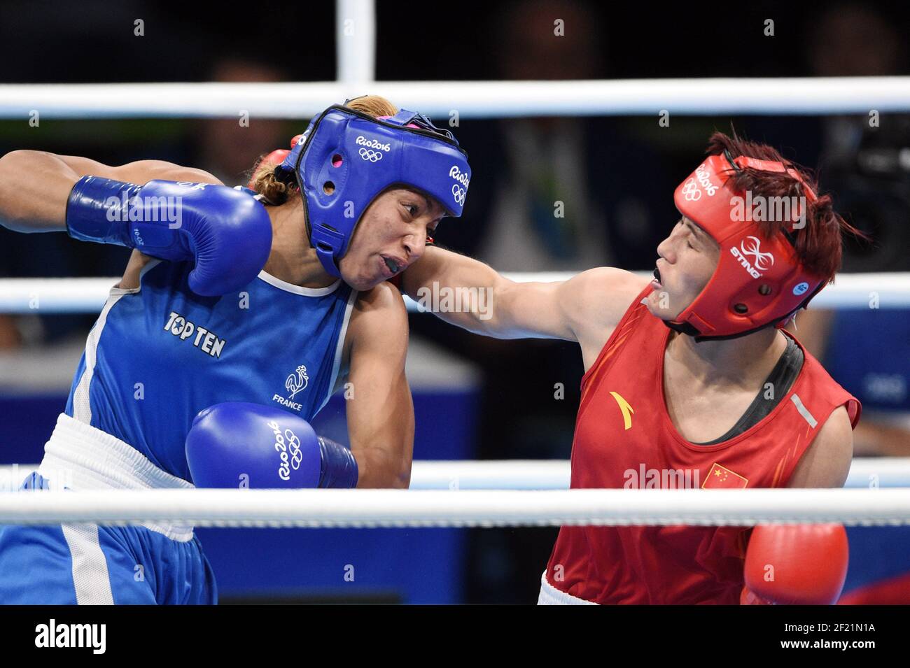 France's Estelle Mossely competes against Chinese Junhua Yin and wins ...