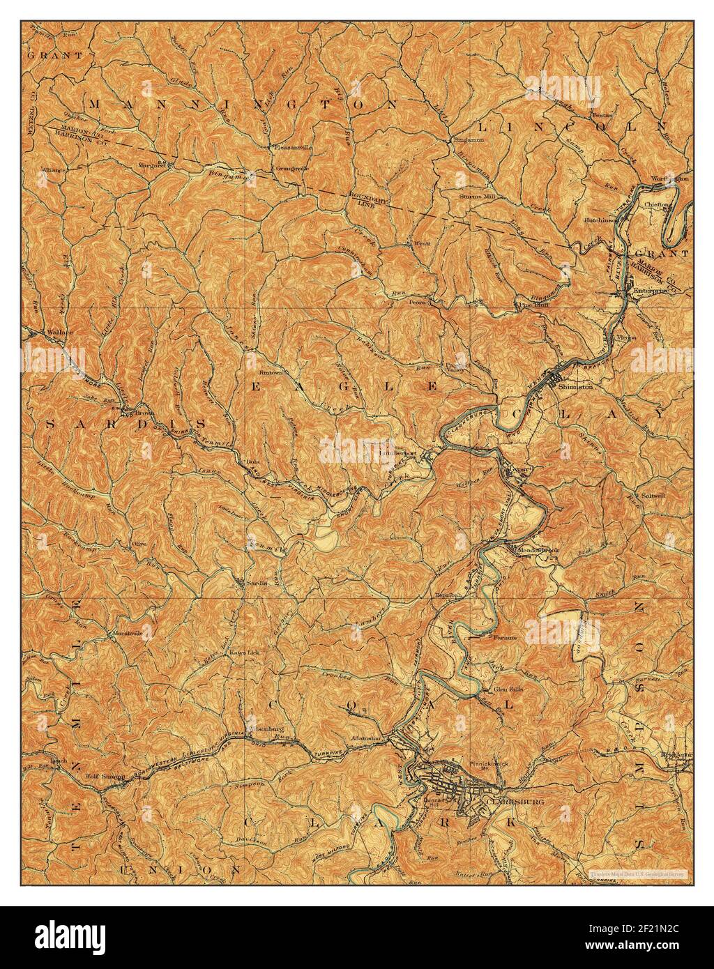 Clarksburg map hi-res stock photography and images - Alamy