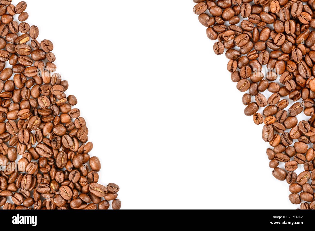 Coffee beans background. Middle roasted coffee beans on isolated white ...