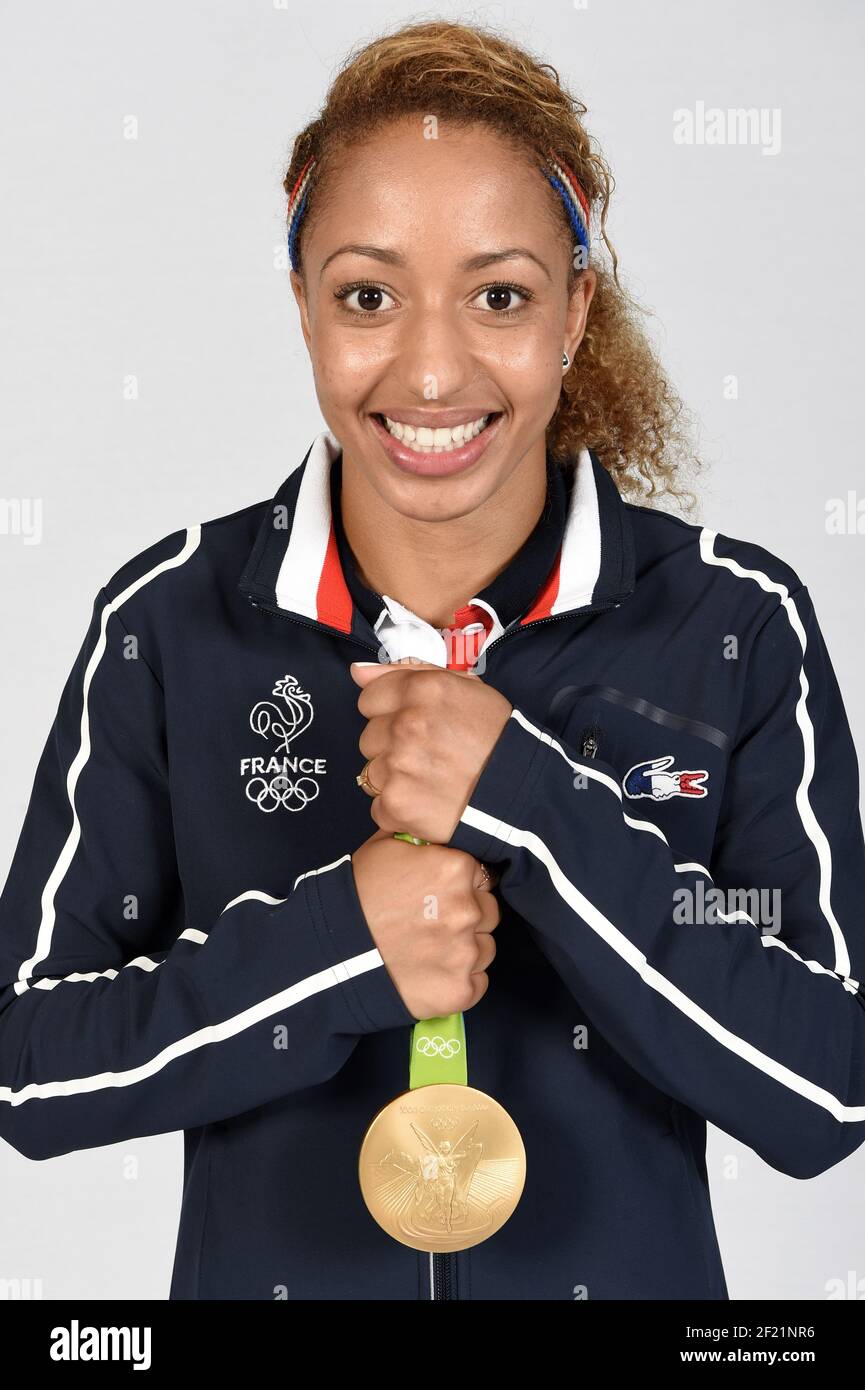 French gold medalist in boxing Estelle Mossely poses at club France ...