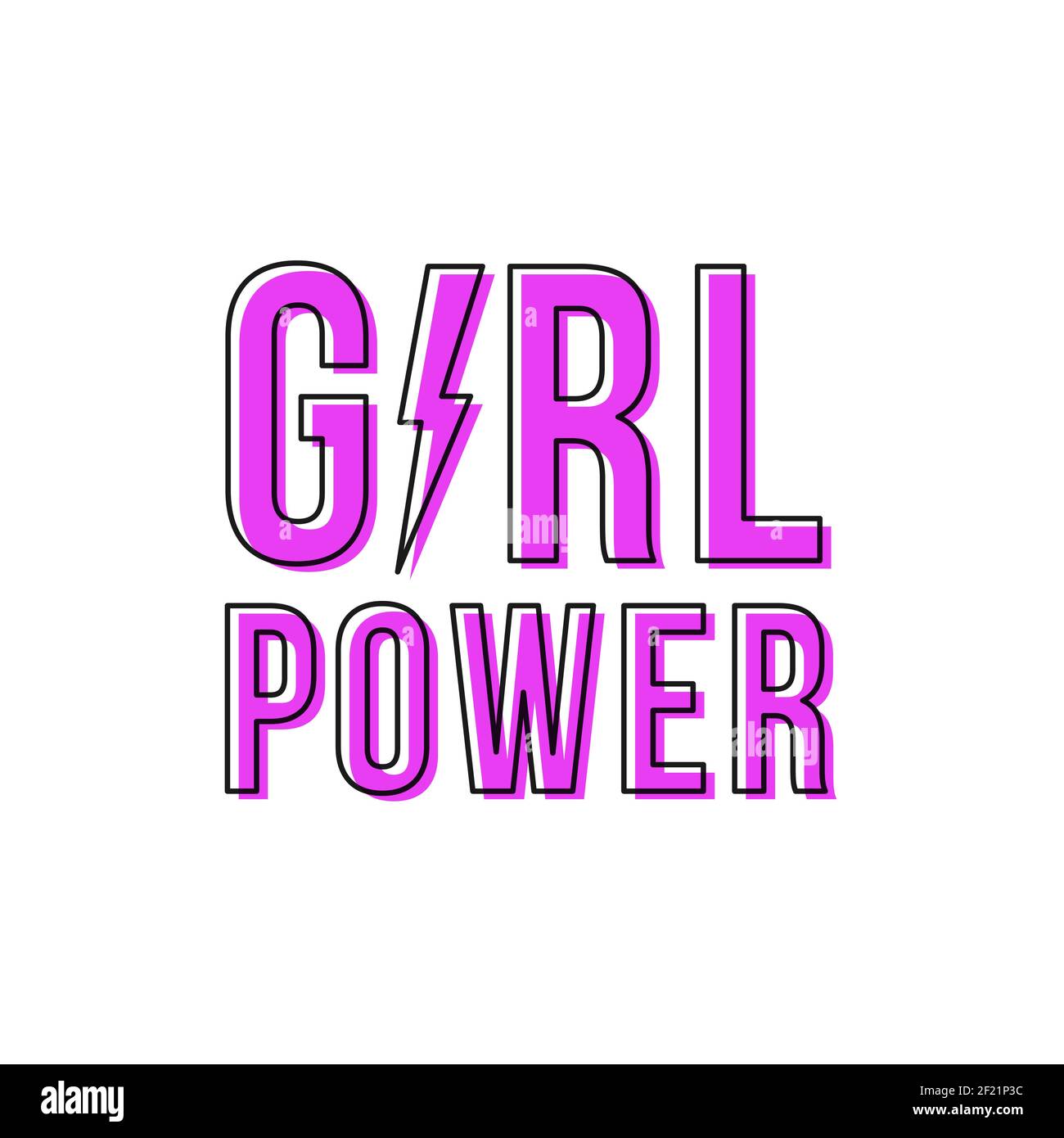 Girl power with thunderbolt. Motivational phrase. Feminist quote. Black ...