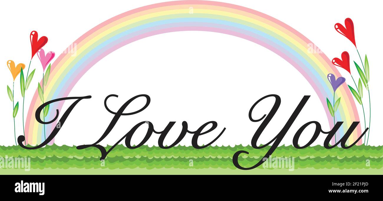 vector cartoon i love you rainbow background Stock Vector Image & Art ...