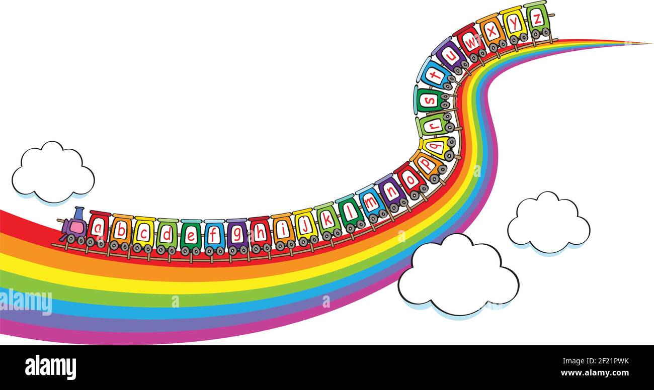 vector cartoon train on the rainbow Stock Vector Image & Art - Alamy