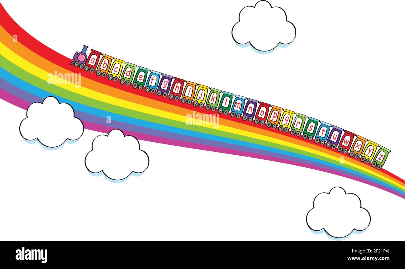 vector cartoon train on the rainbow Stock Vector Image & Art - Alamy