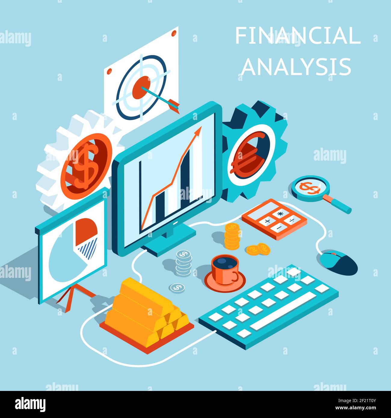 Three Dimensional Colored Financial Analysis Concept Graphic Design on ...