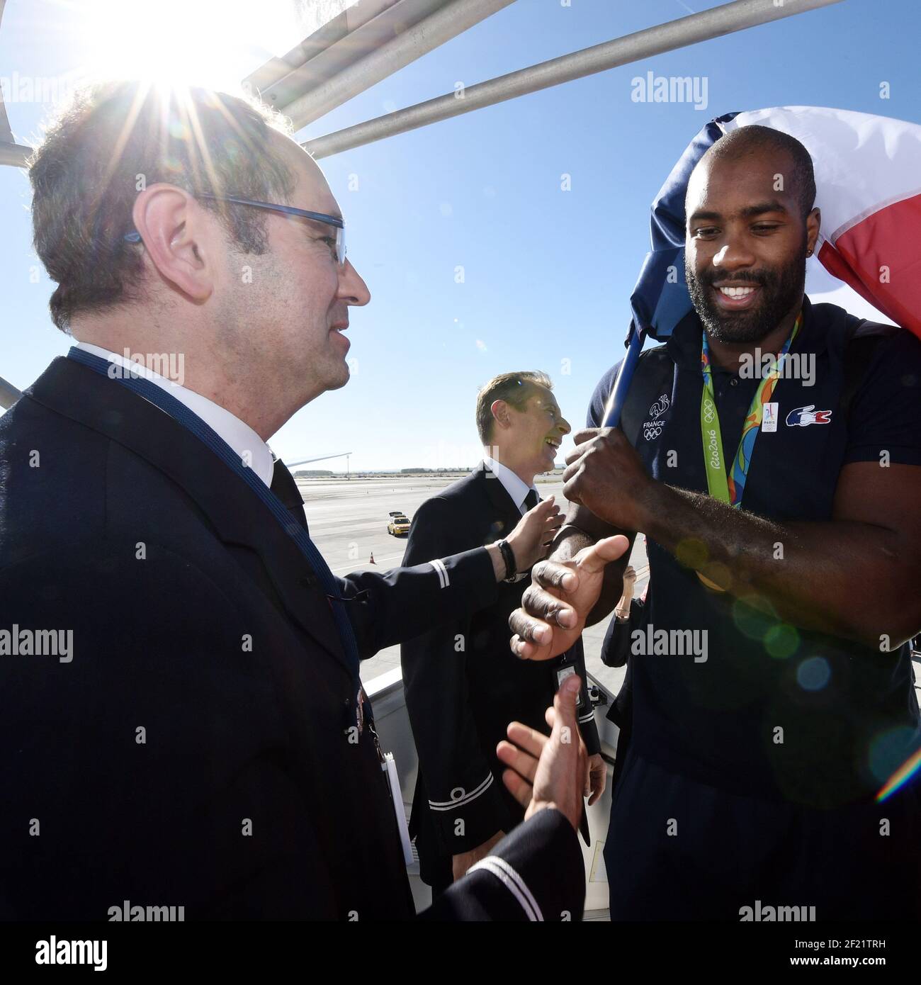 French gold medalist in Judo Teddy Riner arrives at the Charles de ...