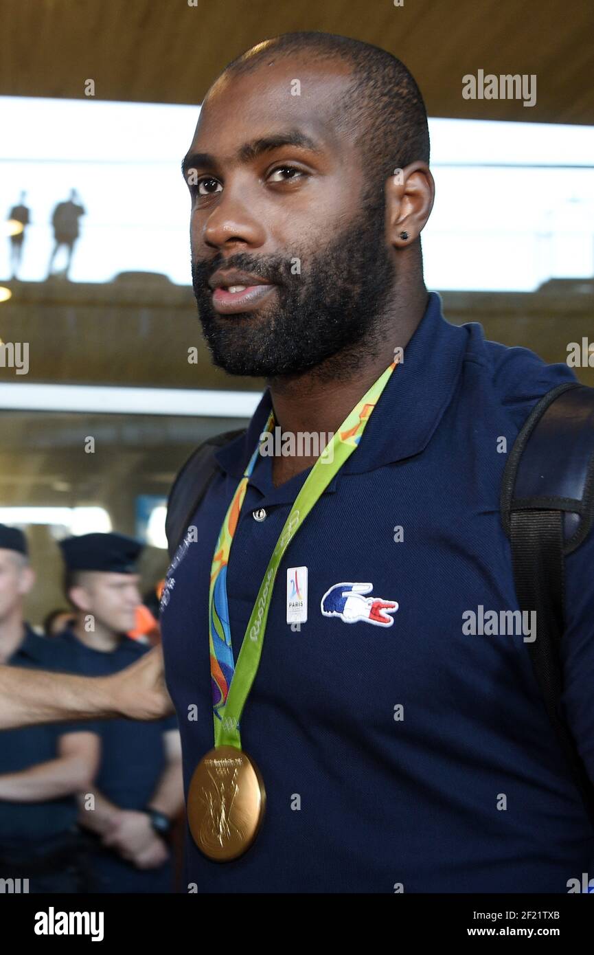 French gold medalist in Judo Teddy Riner arrives at the Charles de ...