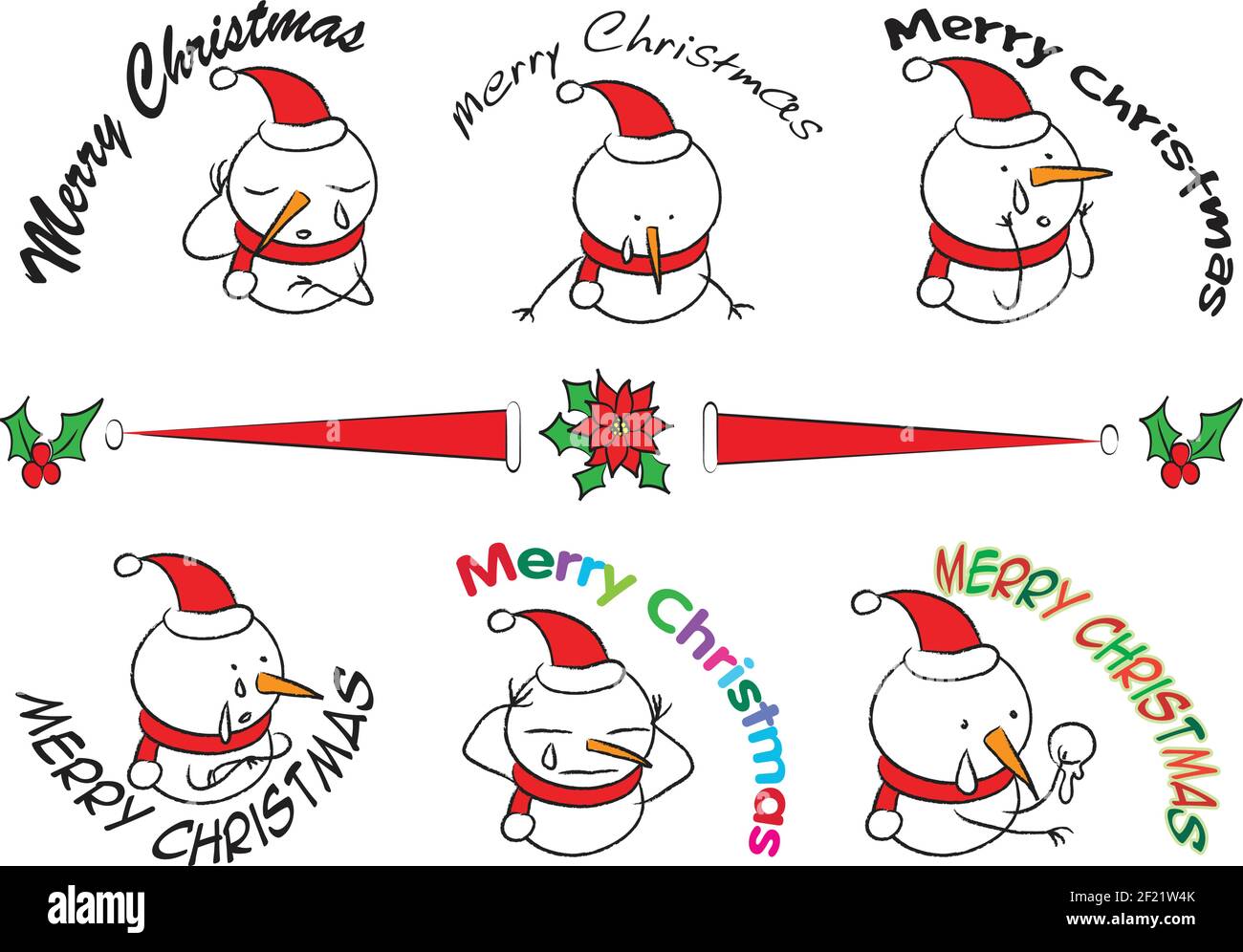 vector cartoon snow man emoji set Stock Vector Image & Art - Alamy