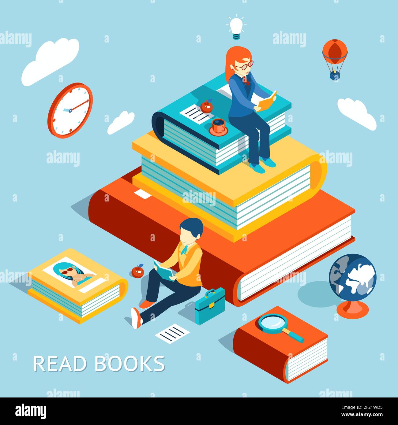 Read books concept. Education and school, study and literature. Vector ...