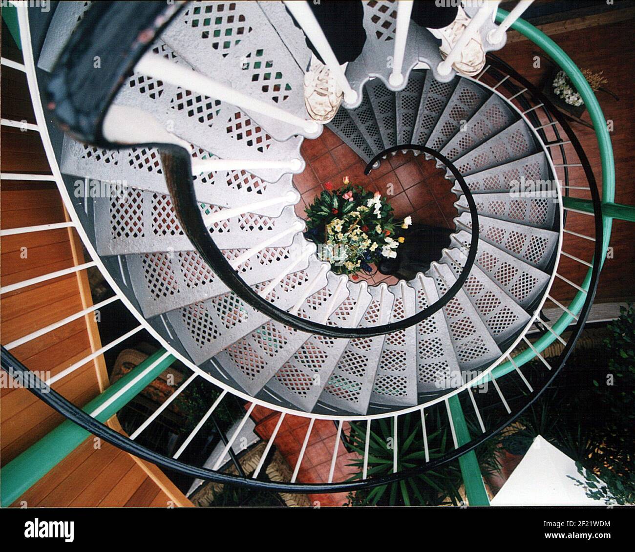 THE SPIRAL STAIRCASE LEADING TO THE UPPER FLOOR, AT, NO MANS LAND, FORT ...