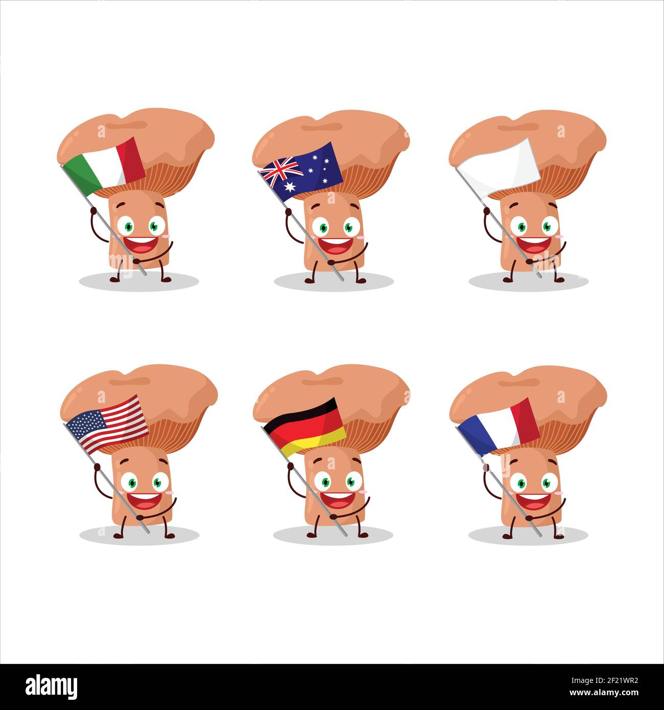 Niscalo Cartoon Character Bring The Flags Of Various Countries Vector