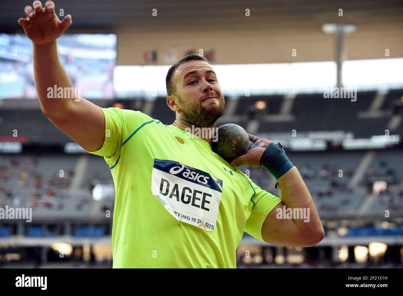 France's Frederic Dagee competes in Men's Shot Put during the Meeting ...