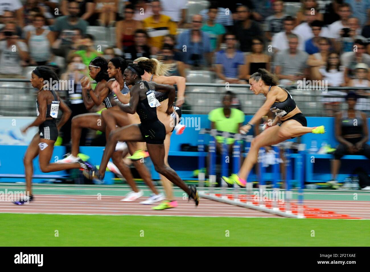 France's Cindy Billaud competes in Women's 100m Hurdles during the ...