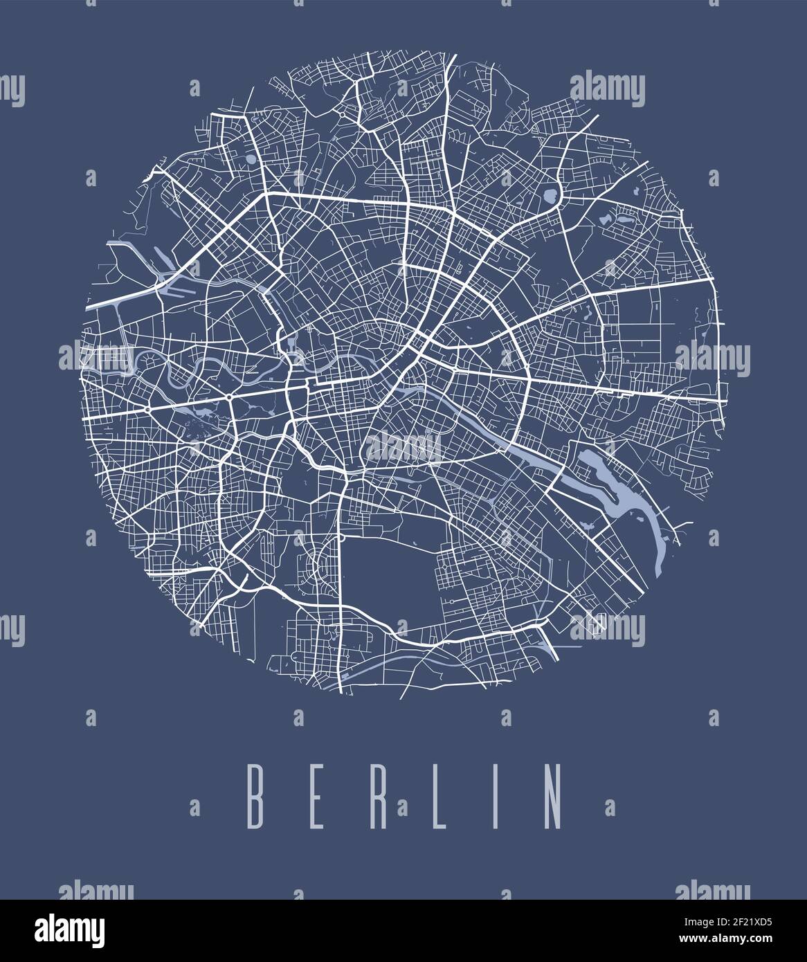 Berlin map poster. Decorative design street map of Berlin city ...