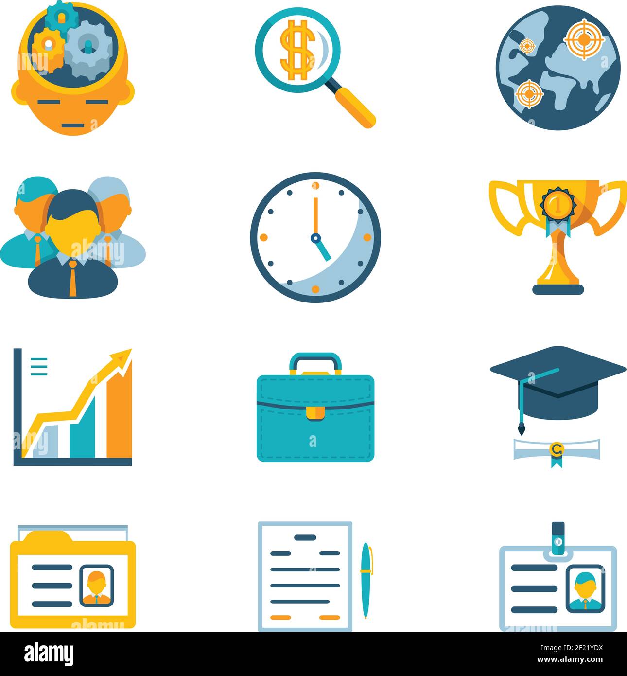 Vector Assorted Colored Business Icons Isolated on White Background ...