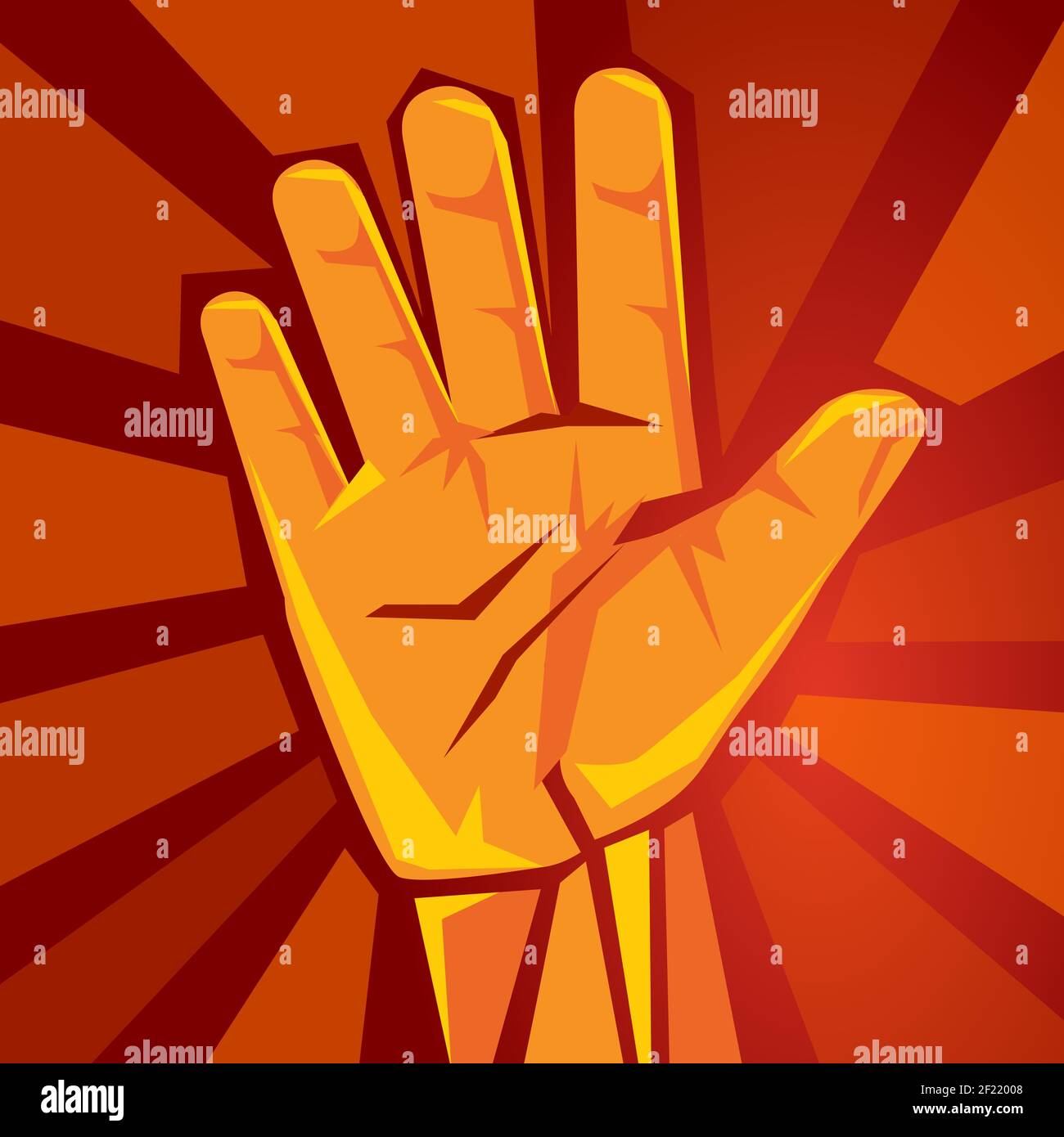 hand shows five finger with red background symbol of strength political ...