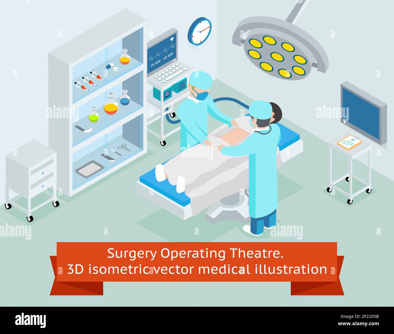 Surgery operating theatre. 3D isometric medical. Procedure in hospital ...