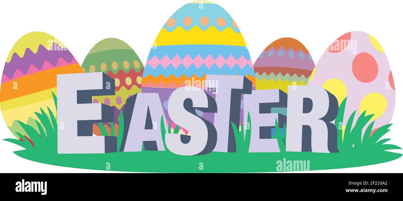Happy easter eggs with a 3d title design. Spring summer holiday. Easter ...