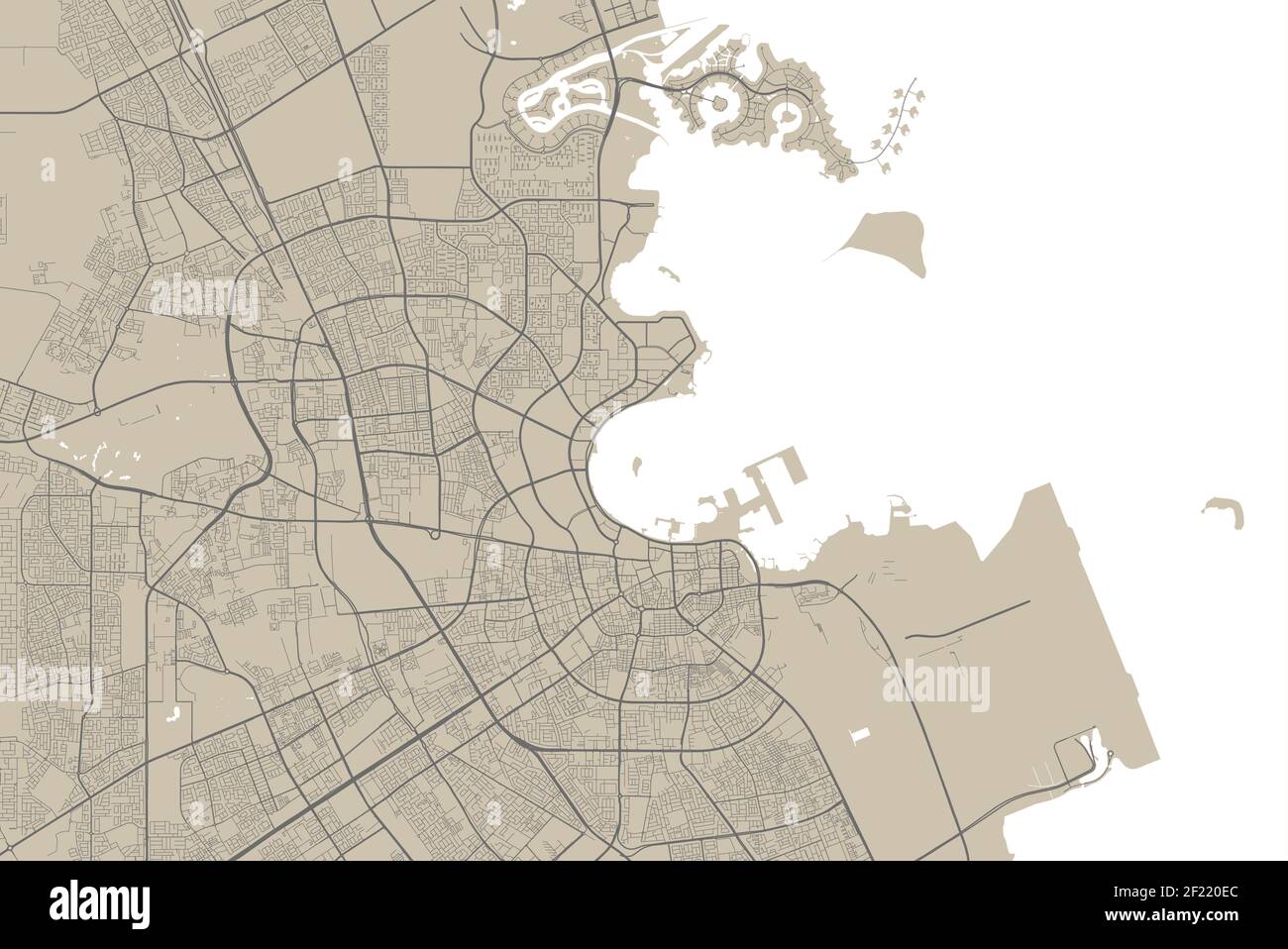 Vector map of Doha, Qatar, State of Qatar. Street map poster ...