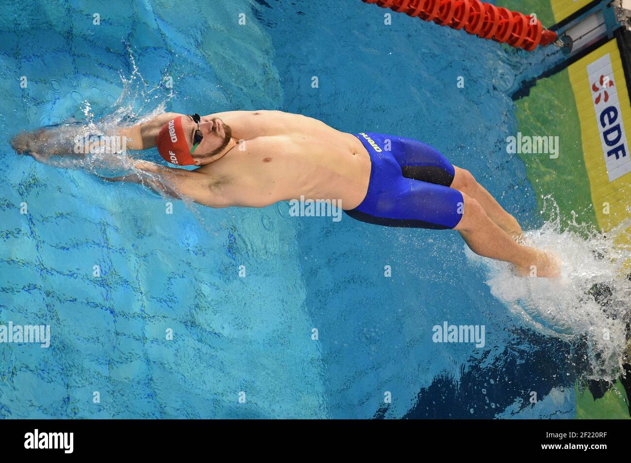 Jeremy Stravius (FRA) competes on Men's 50 M Backstroke during the ...