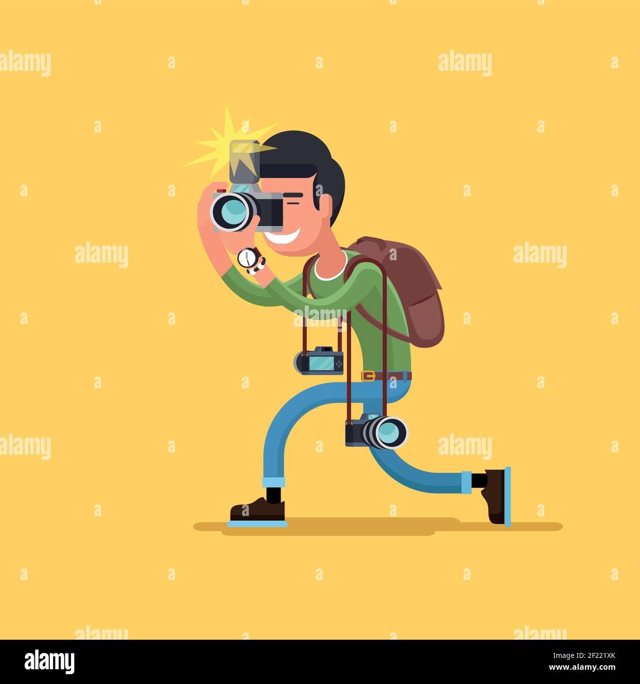 Vector photographer character. Camera and professional operator ...