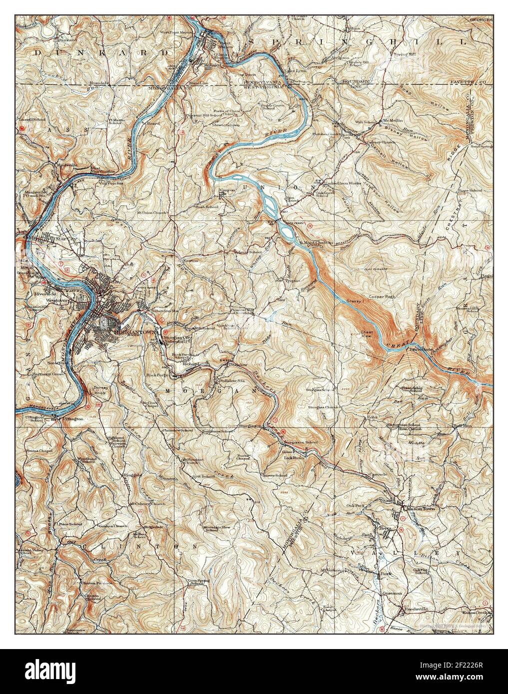 Map of morgantown virginia hi-res stock photography and images - Alamy