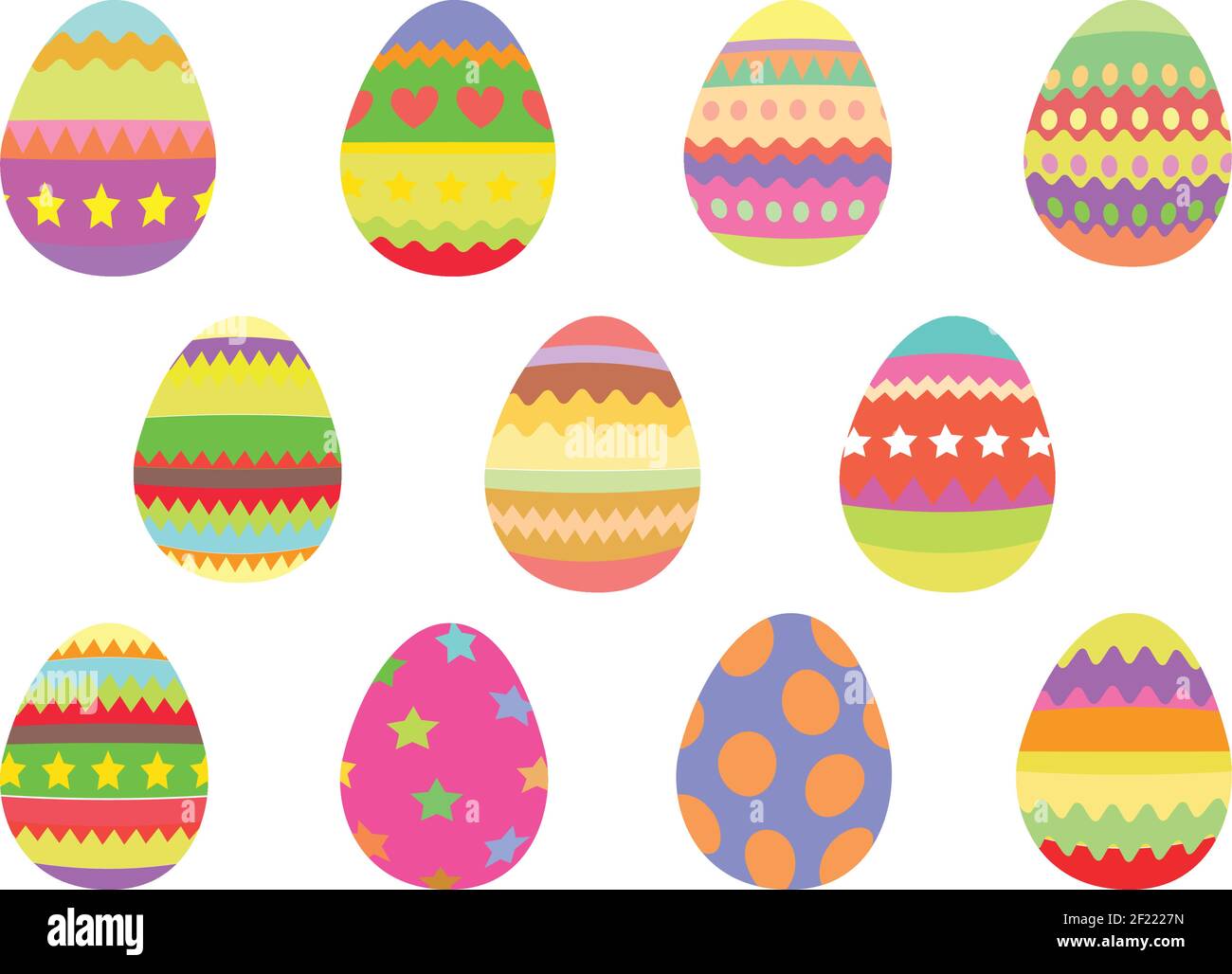 Happy easter eggs. Spring summer holiday. Collection of Easter eggs on ...