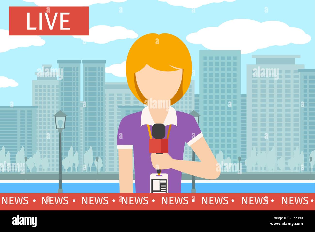 News reporter woman. Journalist media, tv and microphone, television ...