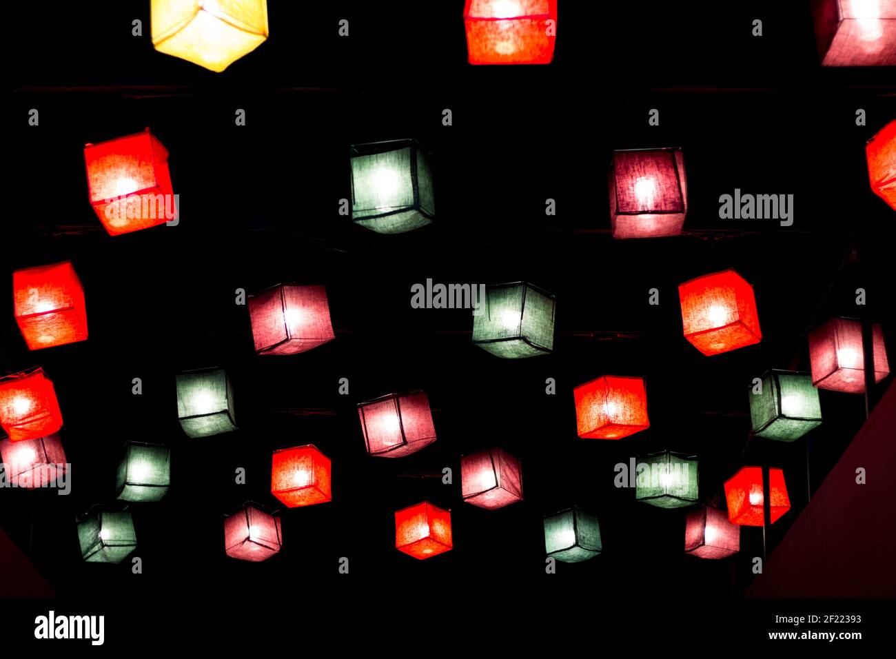 Traditional korean lamp lantern at night along a street Stock Photo - Alamy