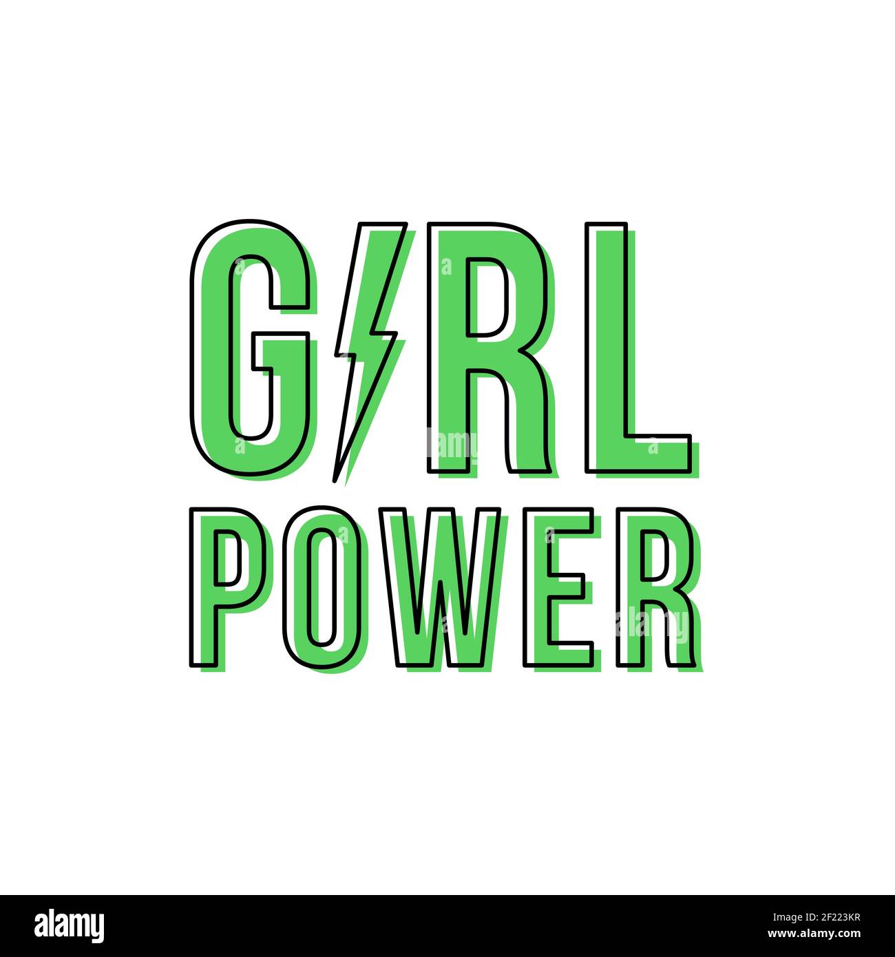 Girl power with thunderbolt. Motivational phrase. Feminist quote. Black ...