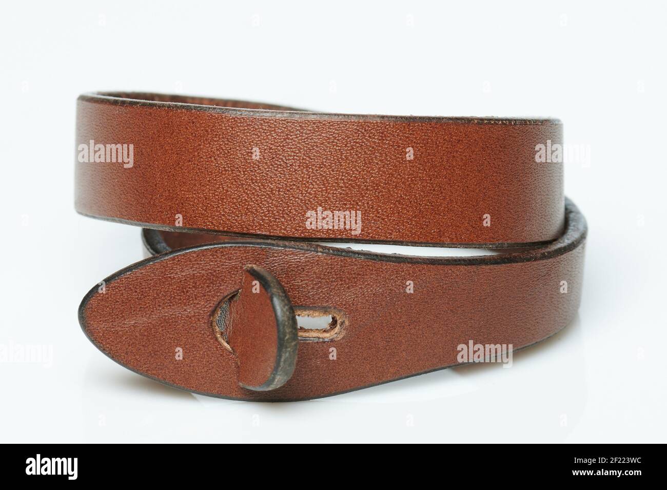 Elegant brown leather bracelet front view isolated Stock Photo - Alamy