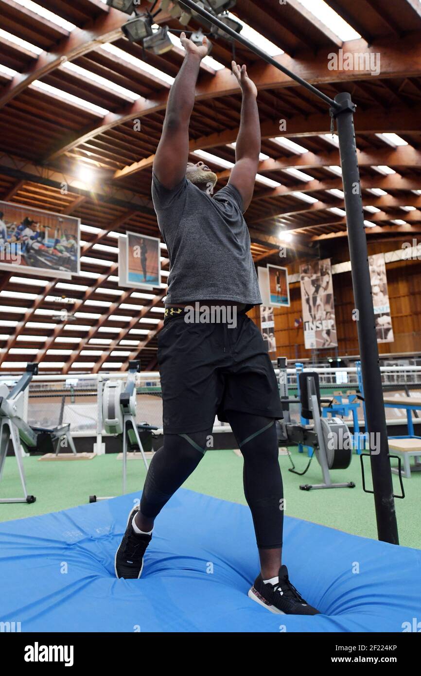 Teddy Riner during a physical practice session, on March 15, 2017, at l ...
